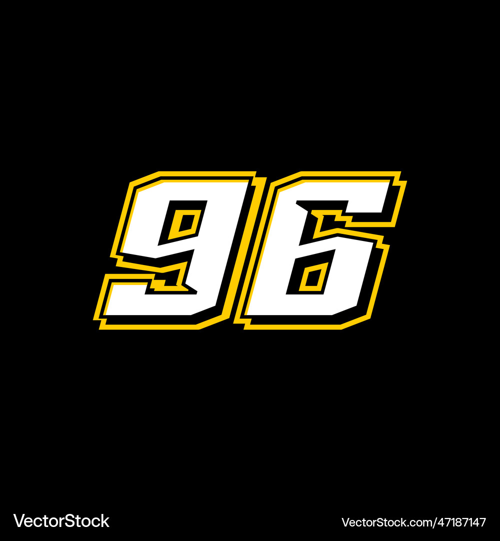 Sport racing number template 96 Royalty Free Vector Image