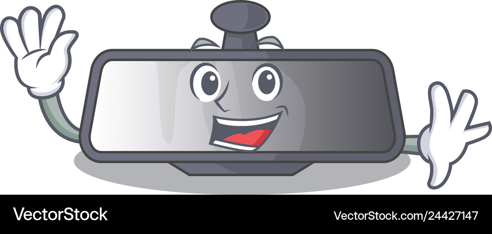 Waving rear view mirror in cartoon shape Vector Image
