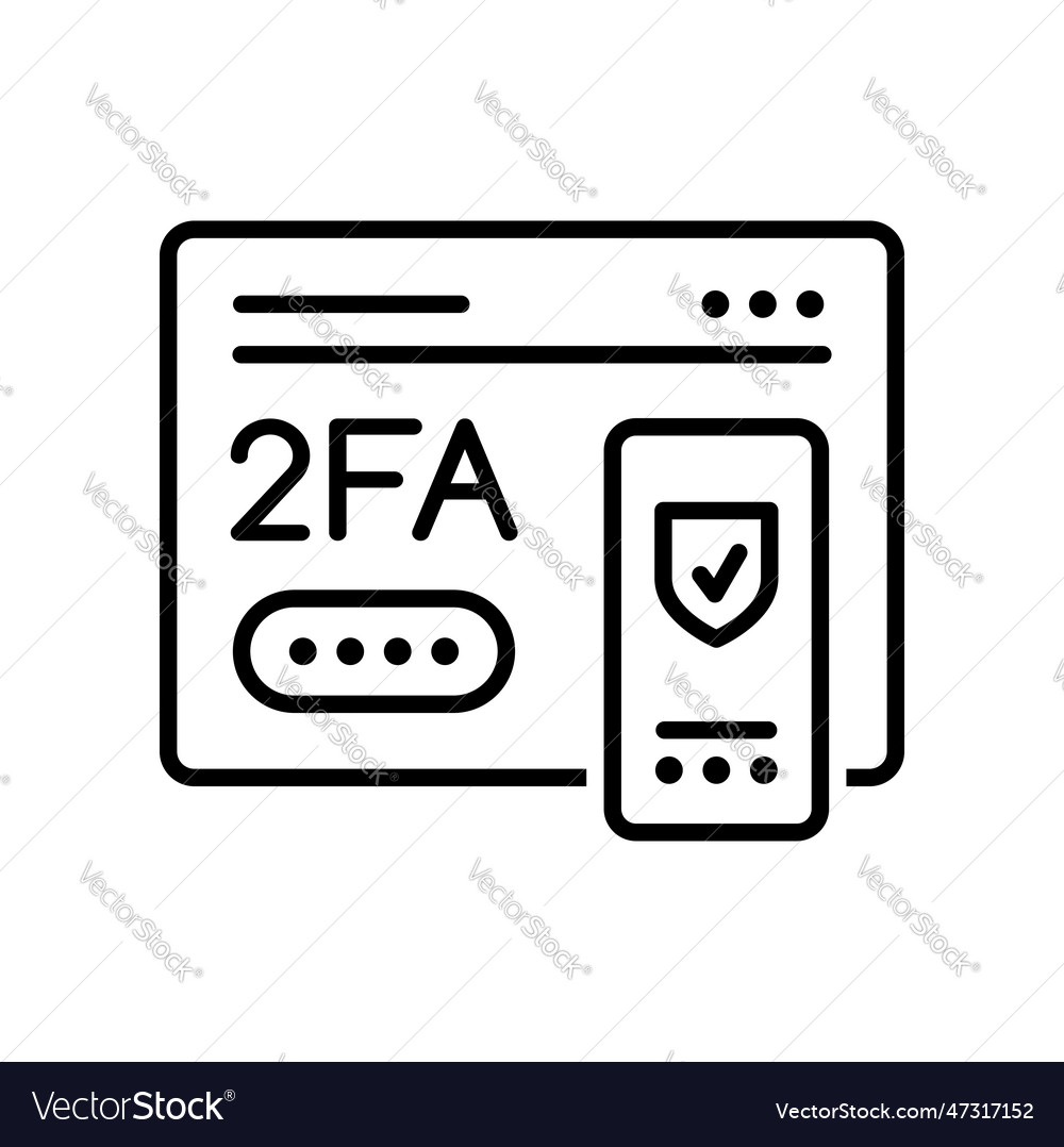 2fa Icon Two Factor Verification Secure Password Vector Image