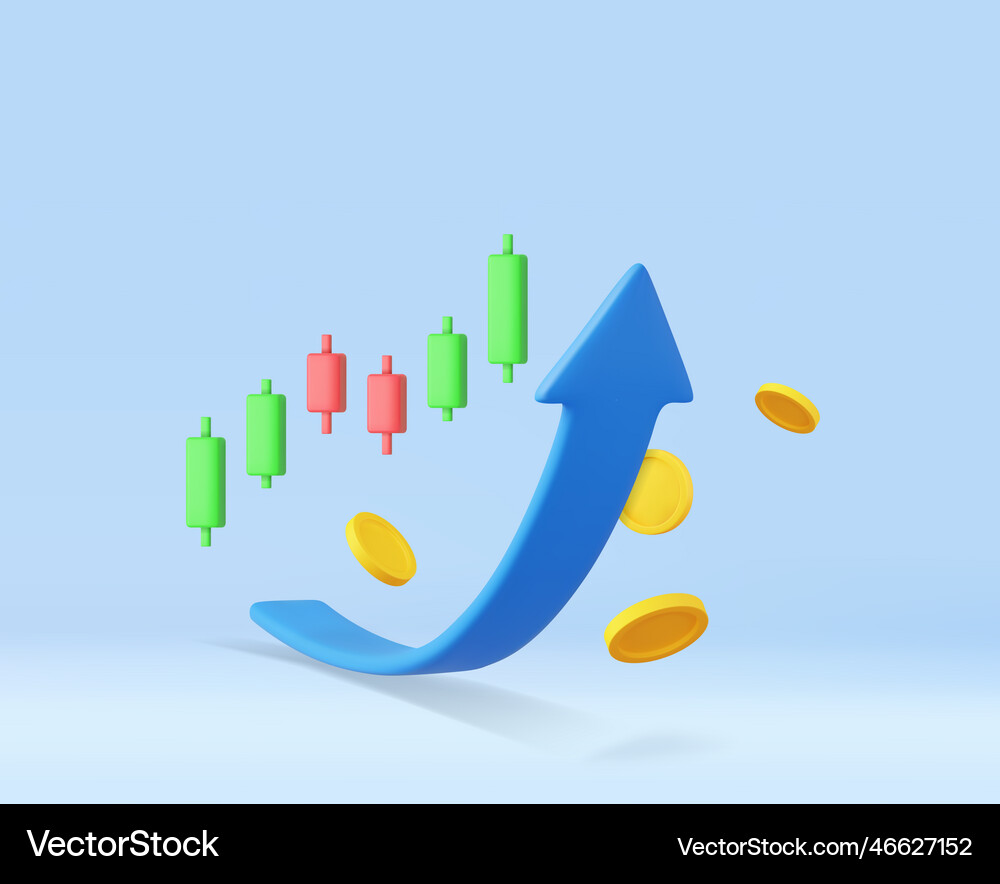 3d growth stock diagram financial graph Royalty Free Vector