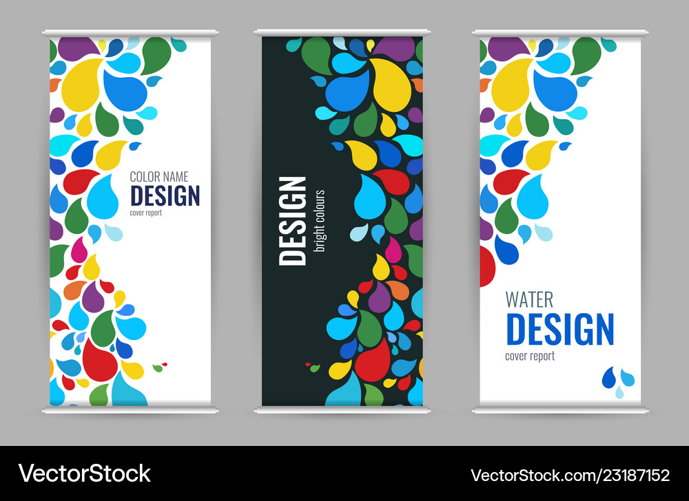 Bright drops of paint universal design roll up Vector Image