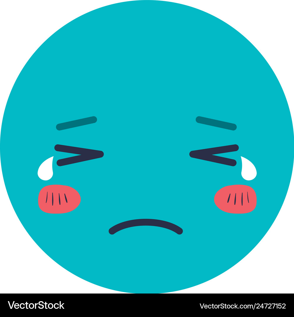 Cartoon sad head kawaii character Royalty Free Vector Image
