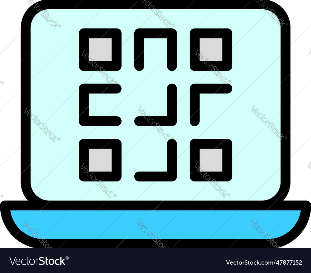 Computer code scanner icon flat Royalty Free Vector Image