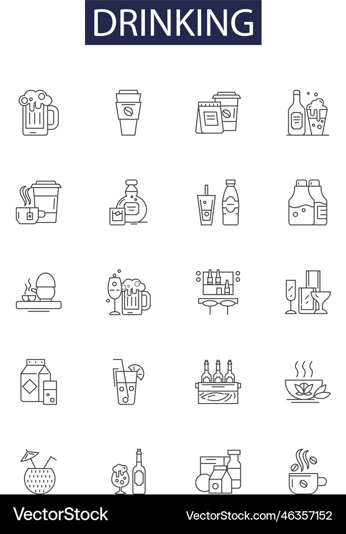 Drinking line icons and signs gulp quaff Vector Image
