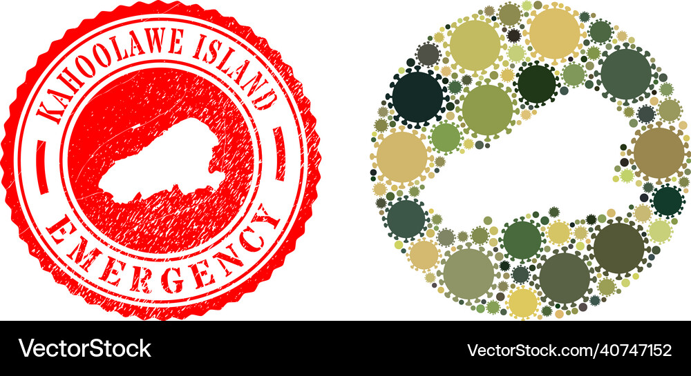 Emergency scratched seal and virus mosaic stencil Vector Image
