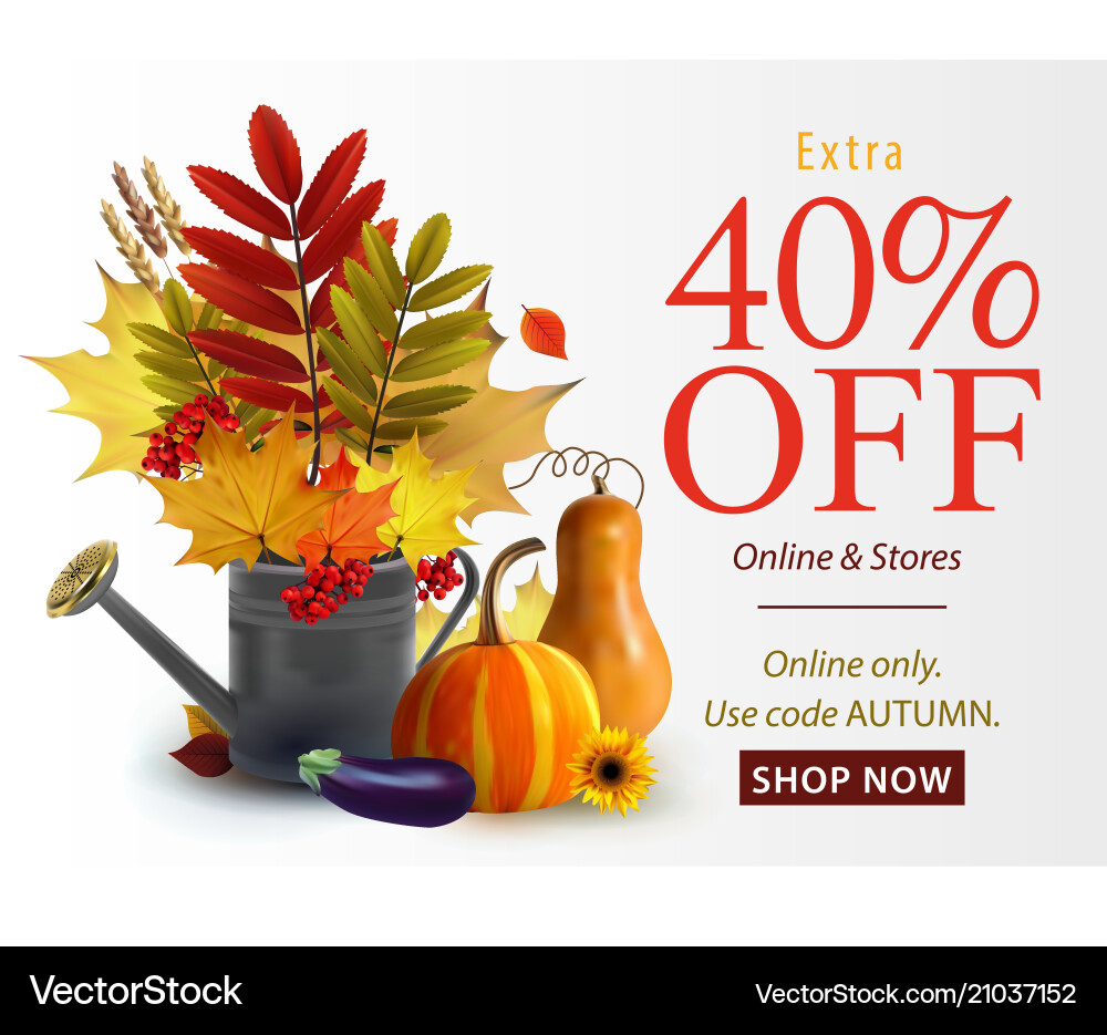 Fall sale poster with colorful Royalty Free Vector Image