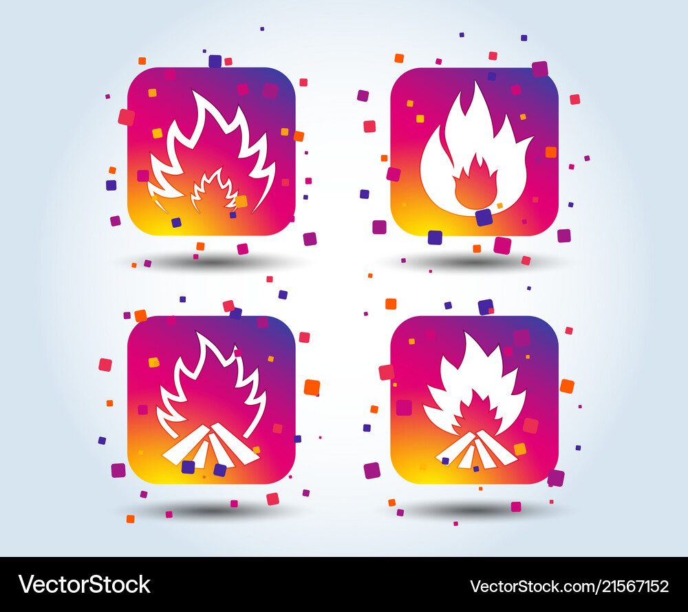 Fire flame icons heat signs Royalty Free Vector Image