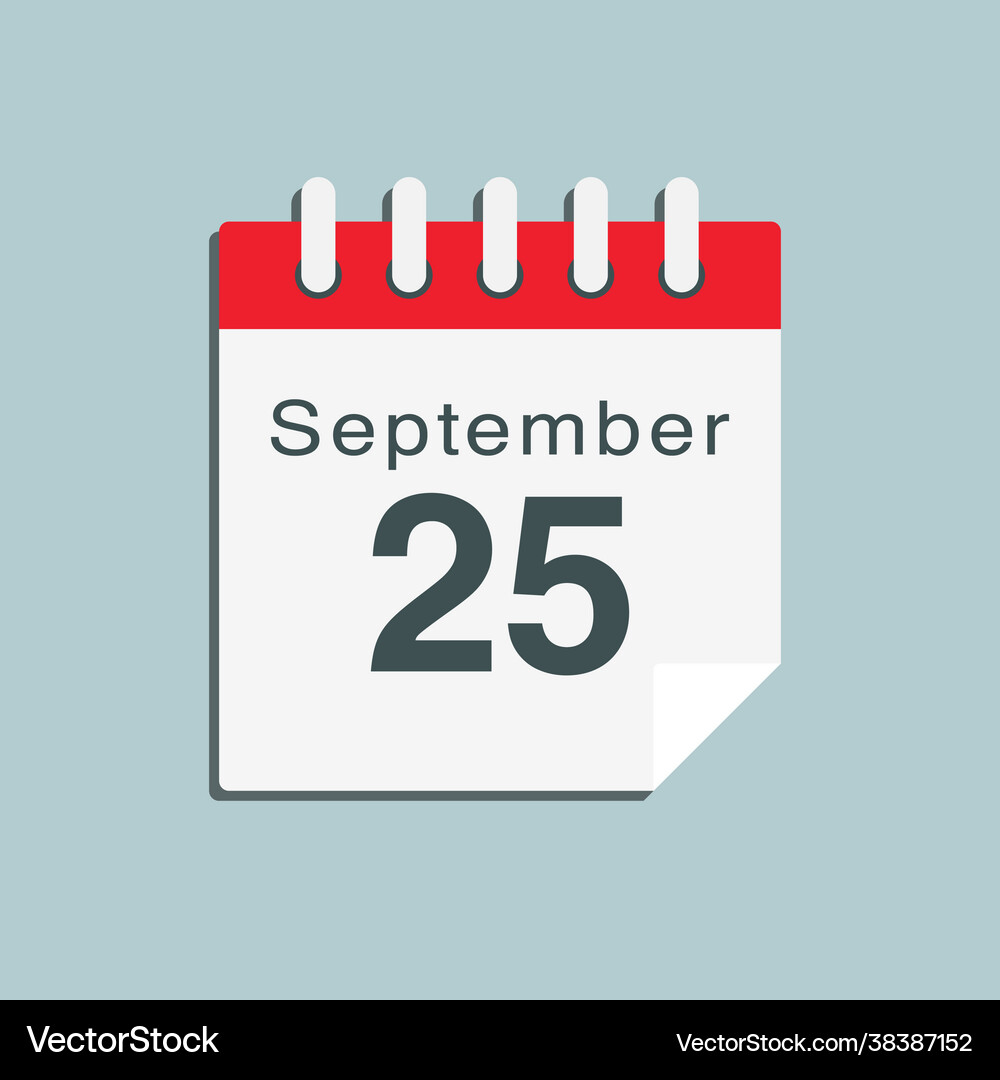 Icon day date 25 september template calendar page Vector Image