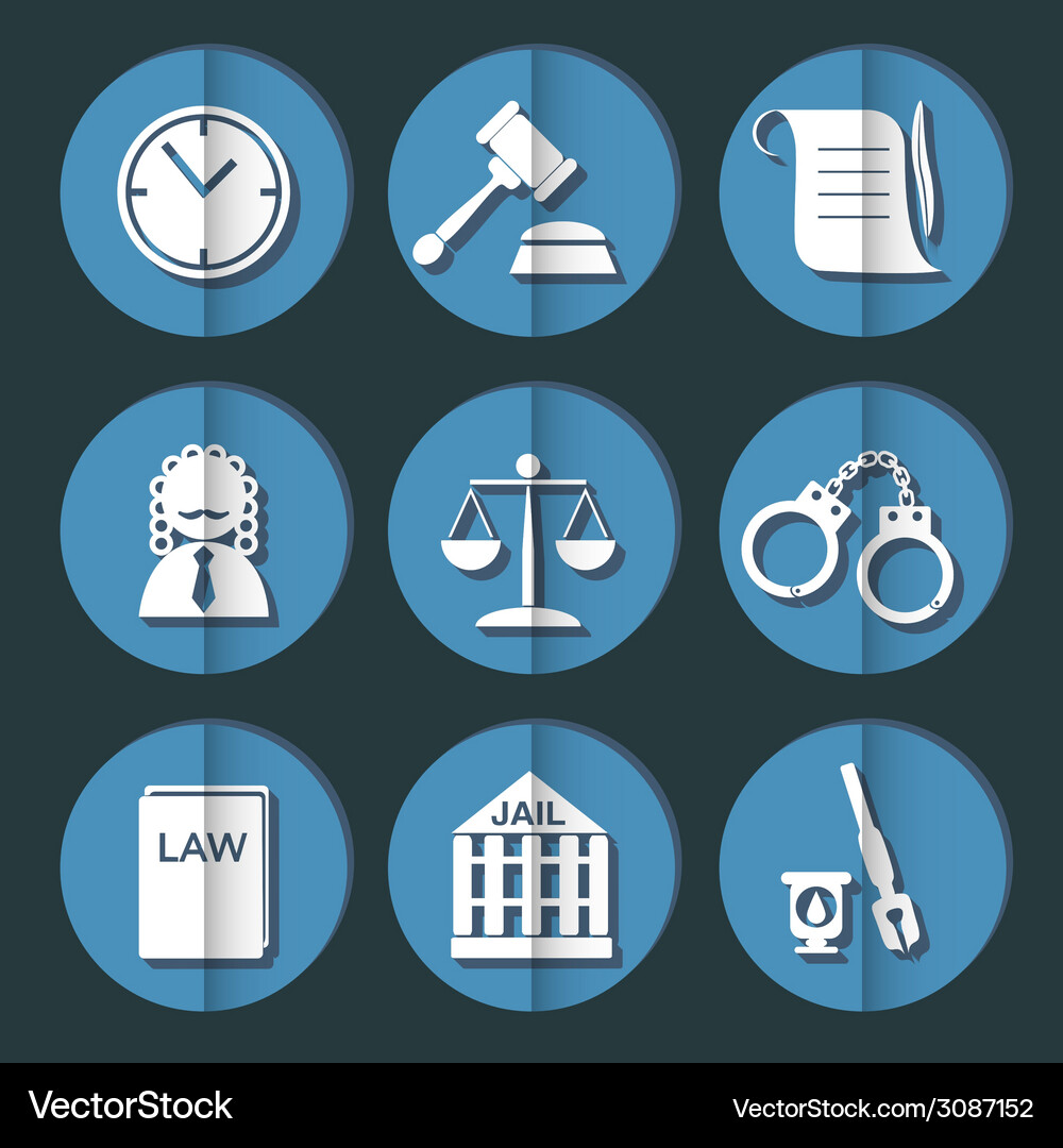 Law judge icon set justice sign Royalty Free Vector Image