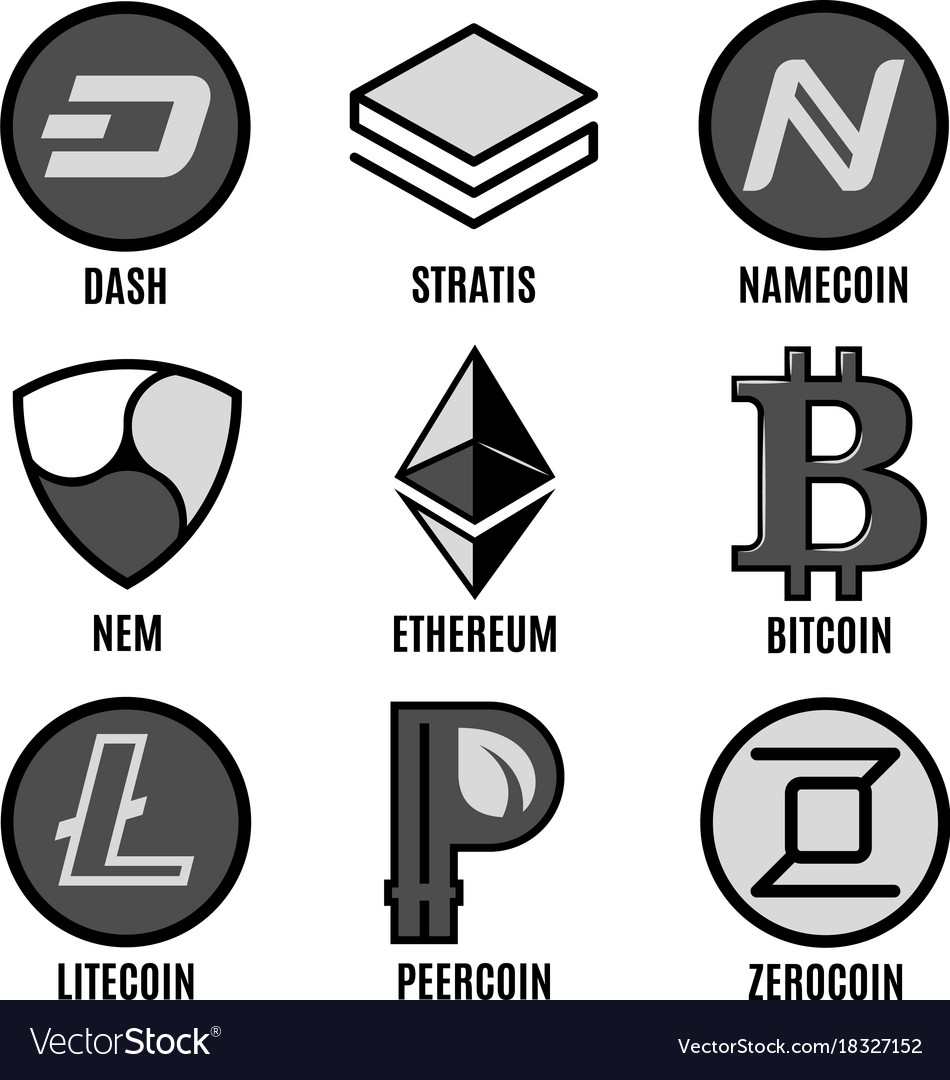 Premium cripto currency logos set Royalty Free Vector Image