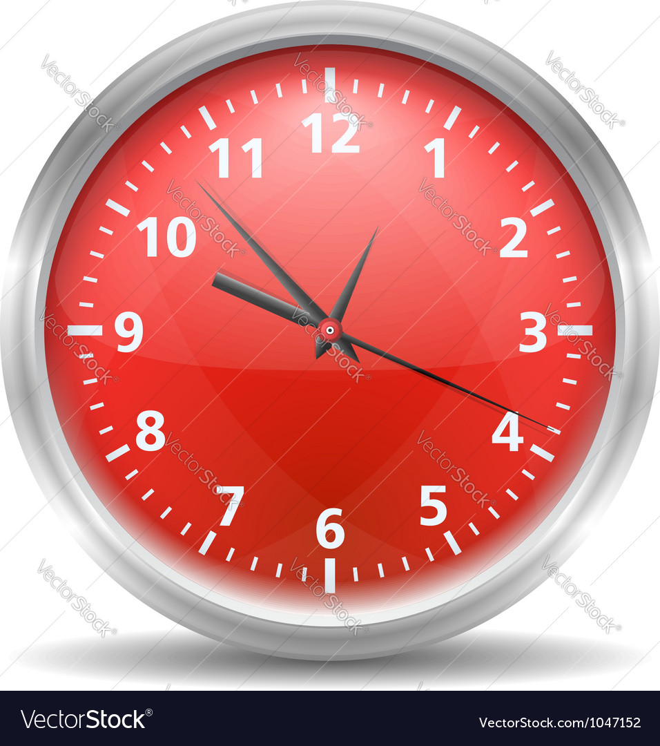 Red clock Royalty Free Vector Image - VectorStock