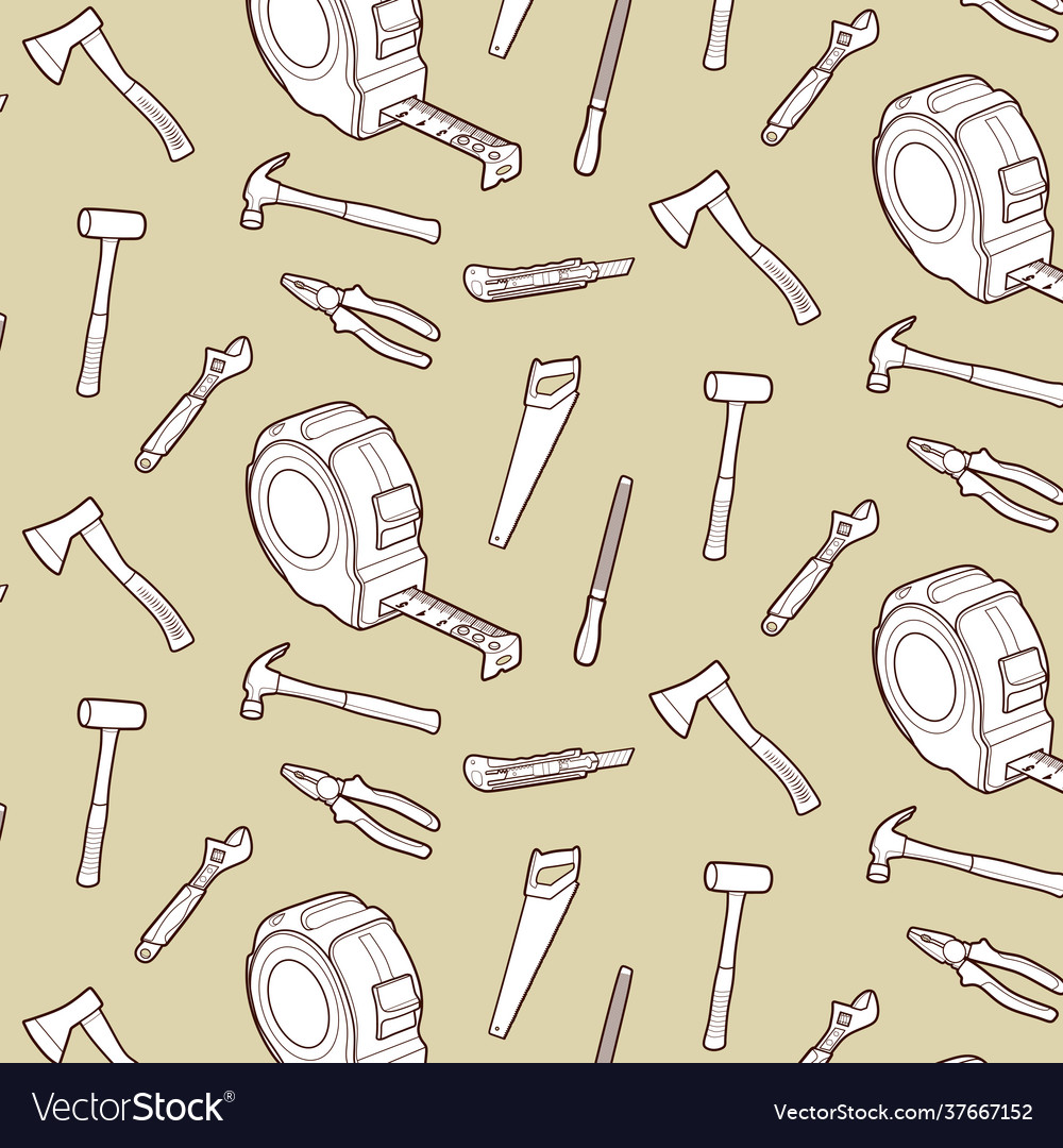 Seamless pattern working tools icon set Royalty Free Vector
