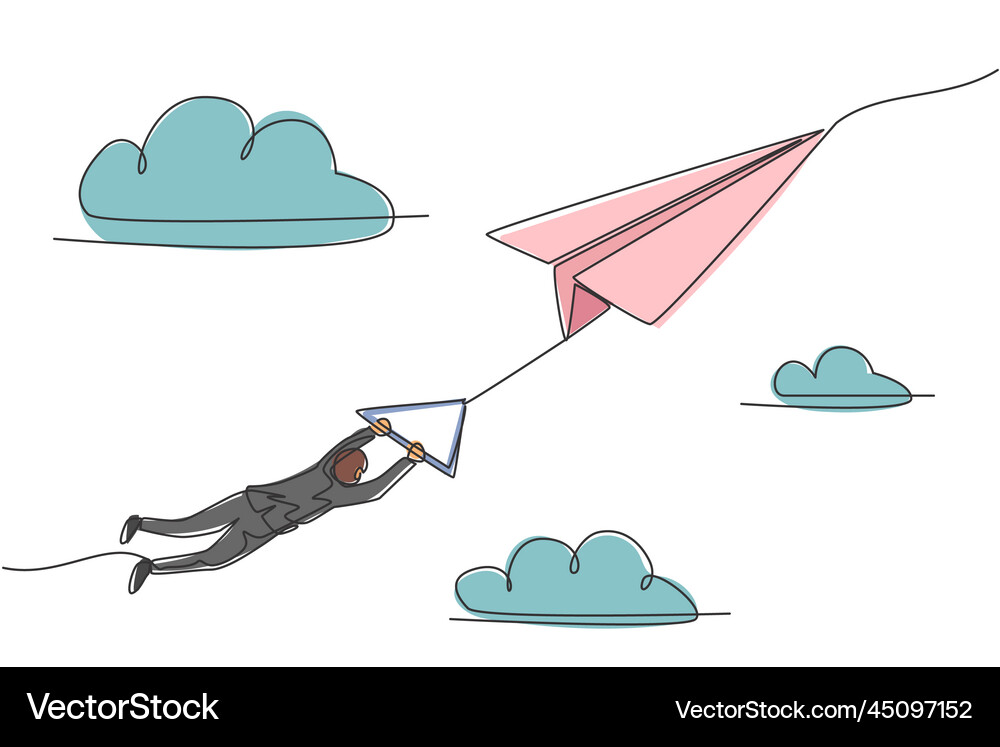 Single continuous line drawing of young business Vector Image