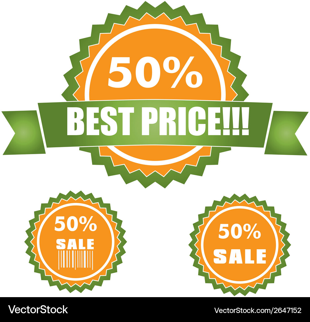 Three different yellow icons for sales purposes Vector Image