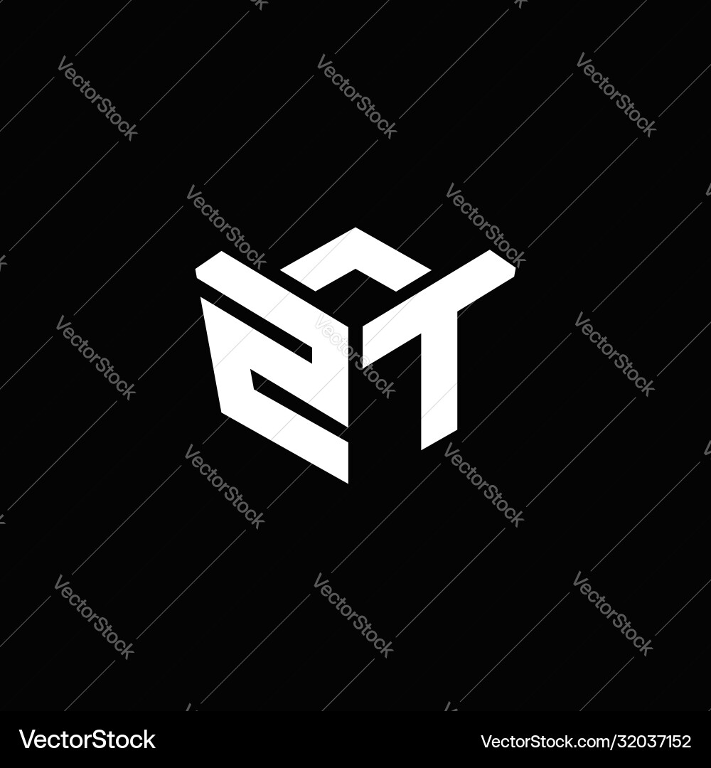 Zt logo monogram with emblem style ribbon design Vector Image