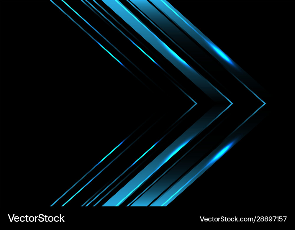 Blue metallic arrow direction on black luxury Vector Image