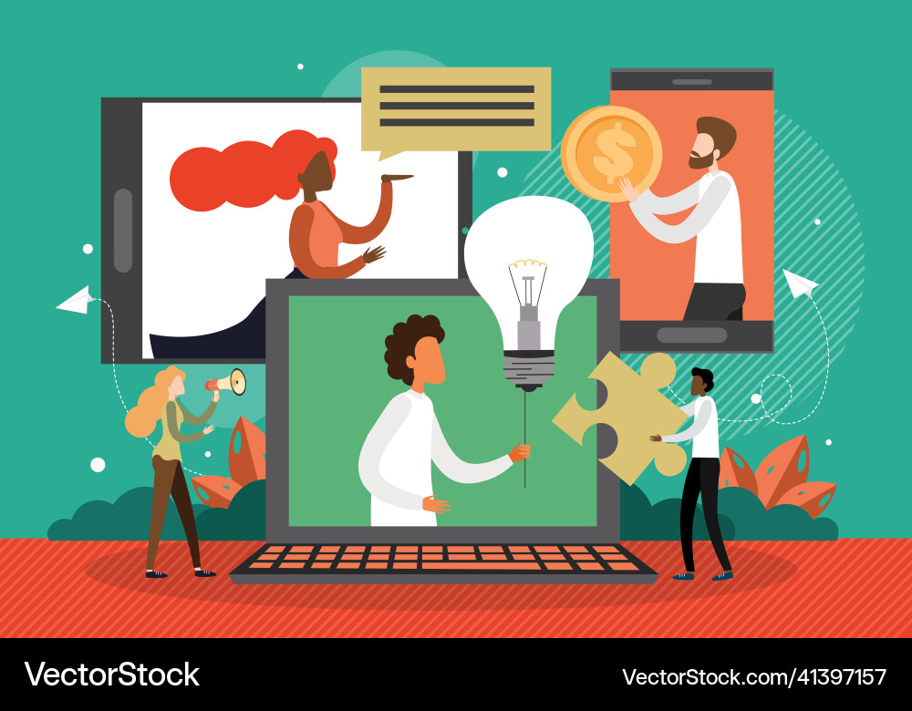 Business partners online meeting Royalty Free Vector Image