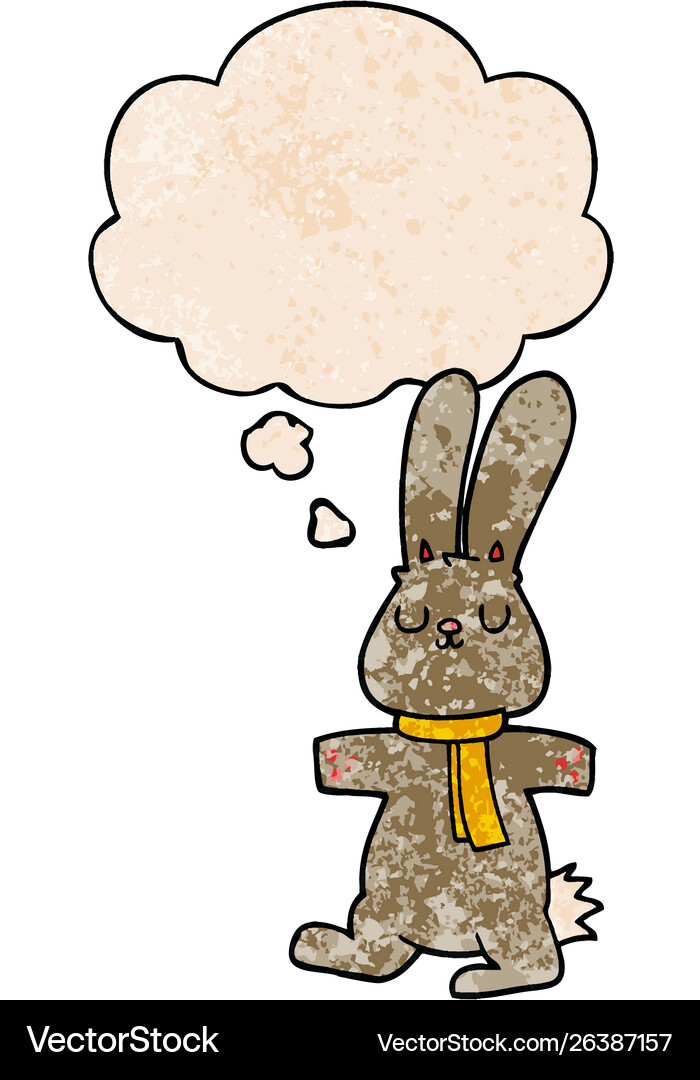 Cartoon rabbit and thought bubble in grunge Vector Image