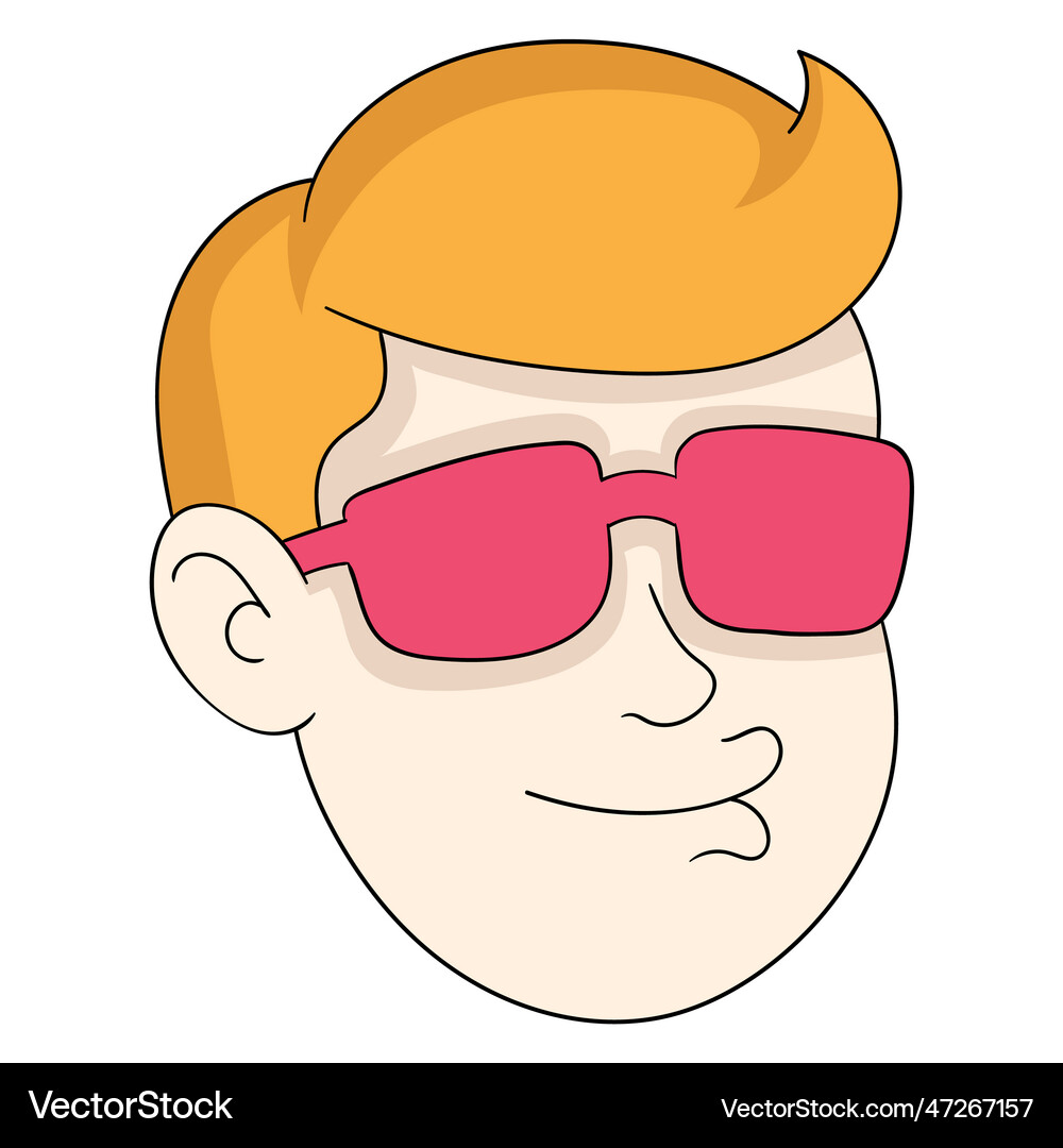 Cool boy head emoticon smug facial expression Vector Image