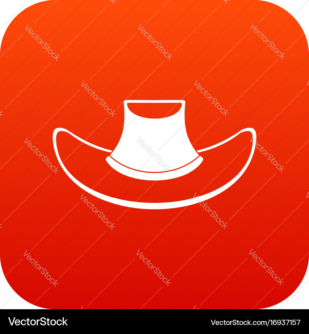 Cowboy hat icon digital red Royalty Free Vector Image