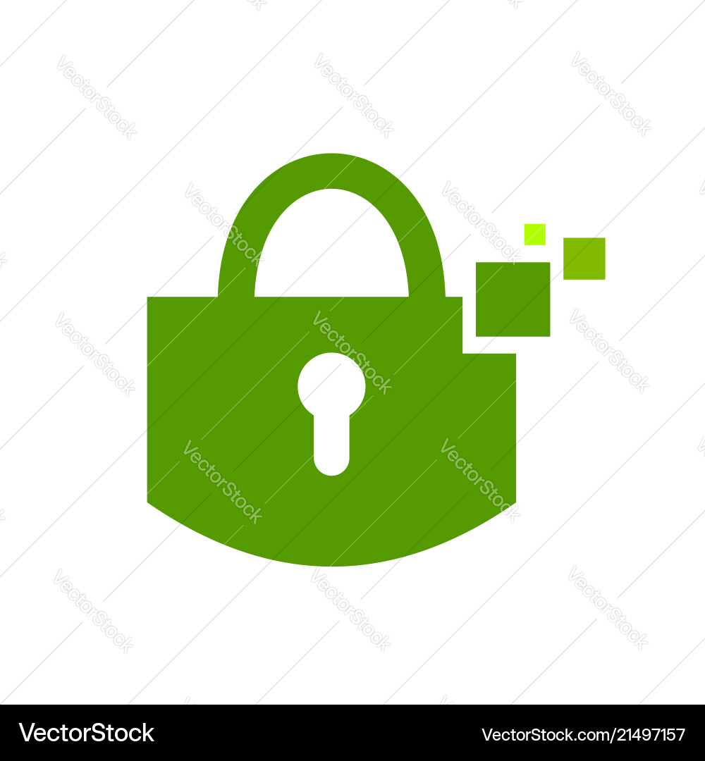 Digital safe padlock green symbol logo design Vector Image