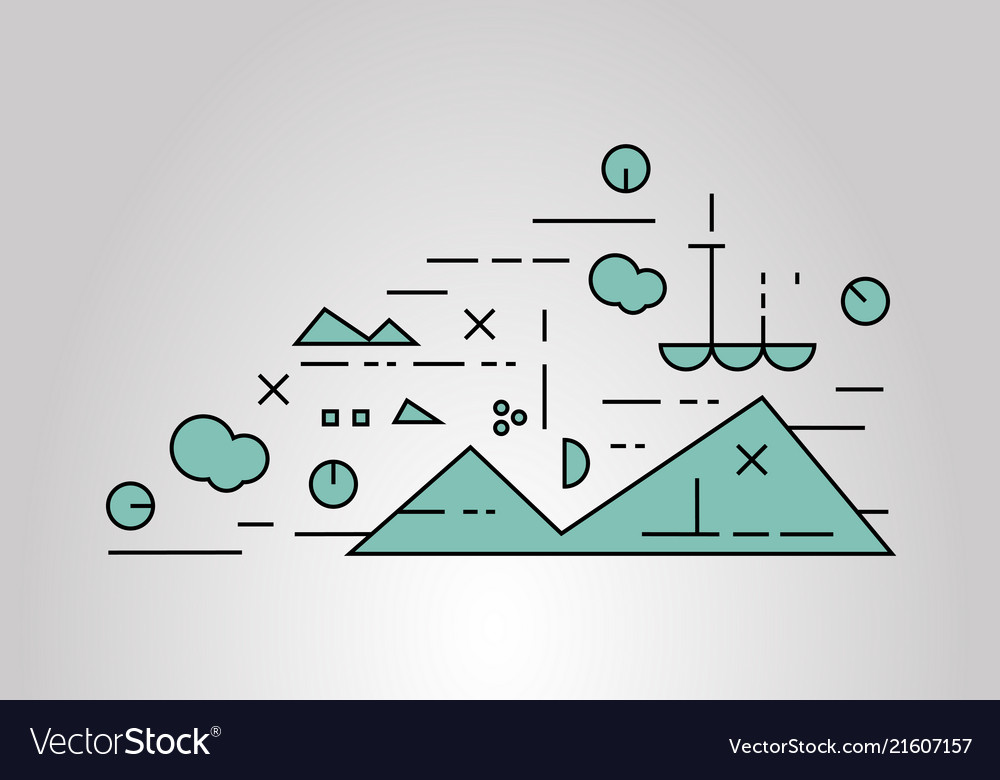 Flat linear landscape Royalty Free Vector Image