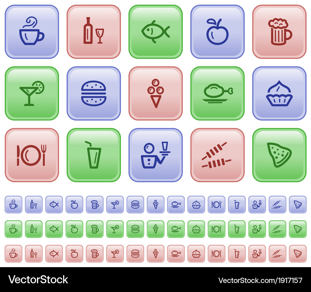 Food and drink buttons Royalty Free Vector Image