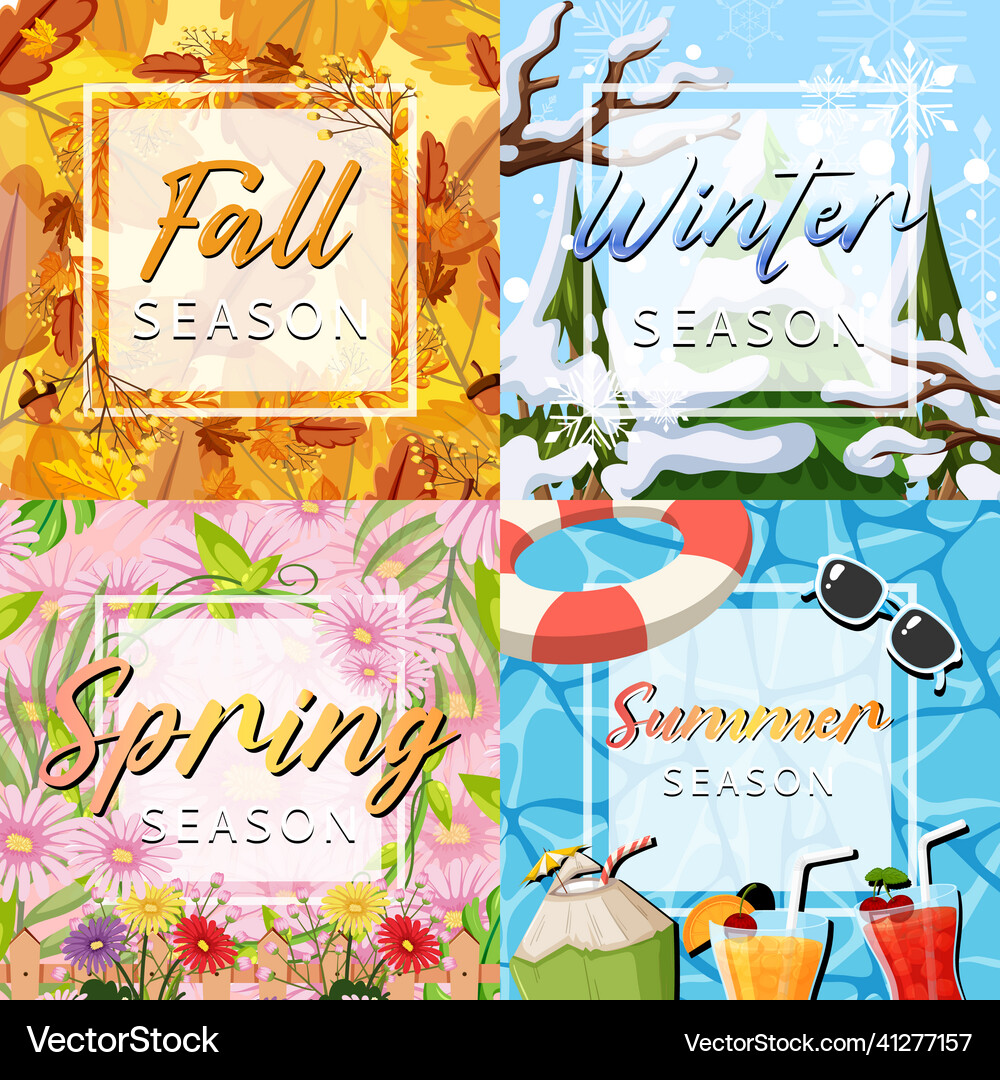 Four seasons typographic posters Royalty Free Vector Image