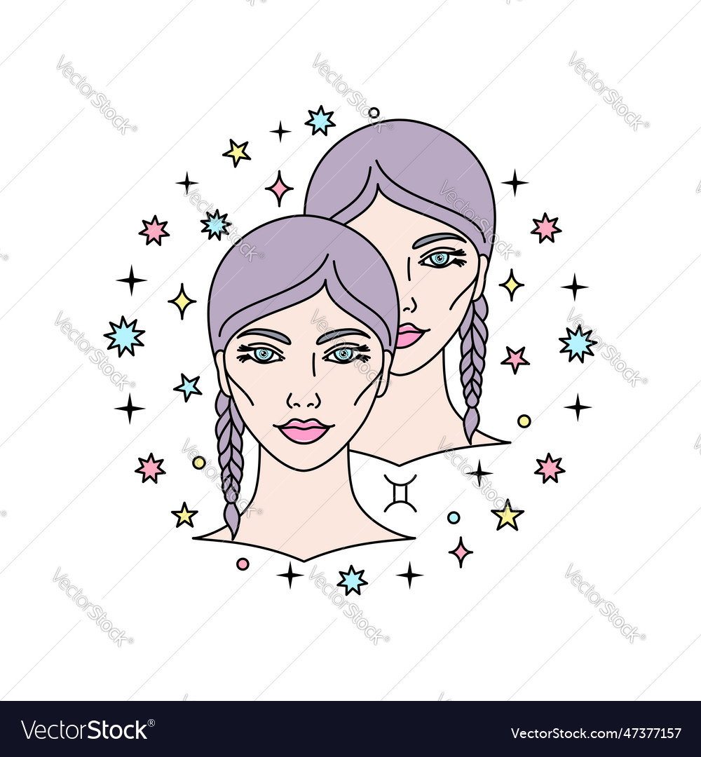 Gemini Zodiac Sign Royalty Free Vector Image Vectorstock