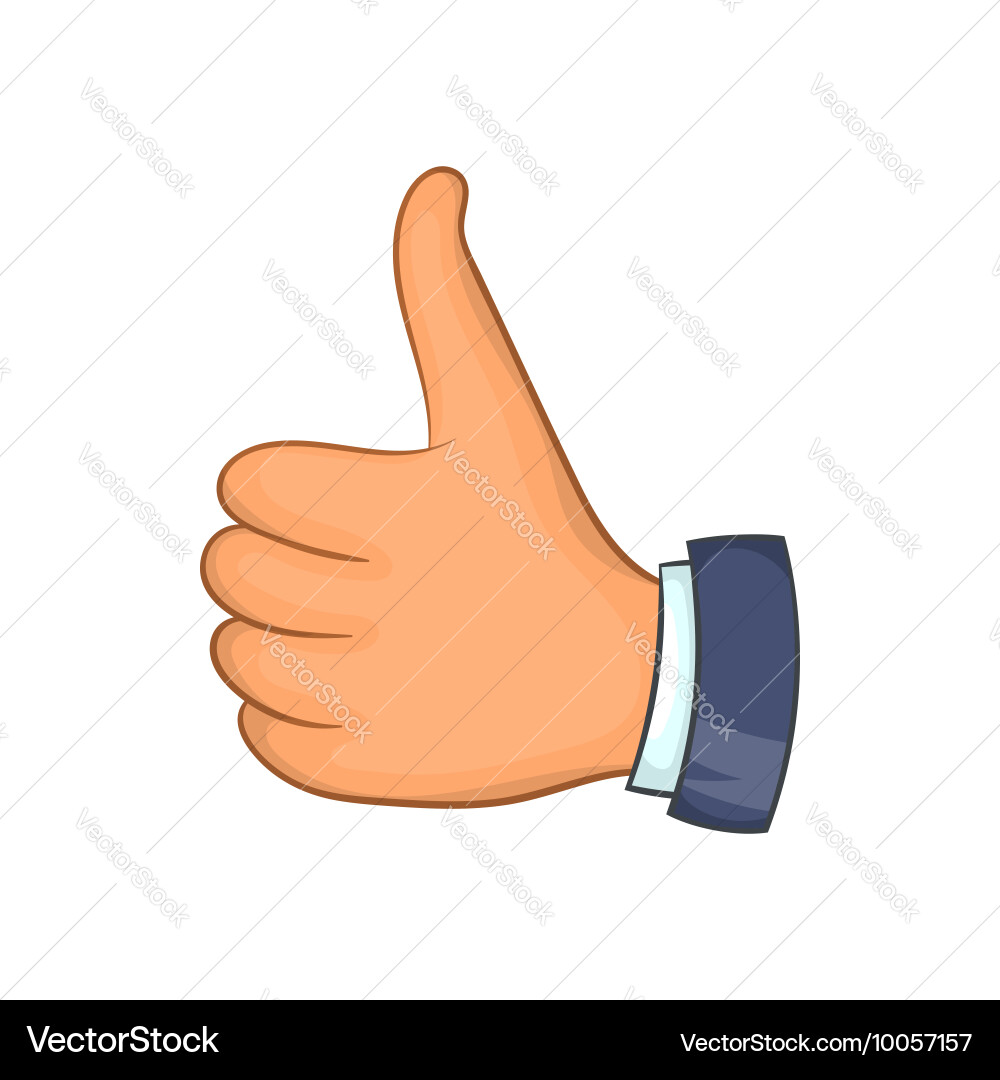 Hand with thumb up icon cartoon style Royalty Free Vector