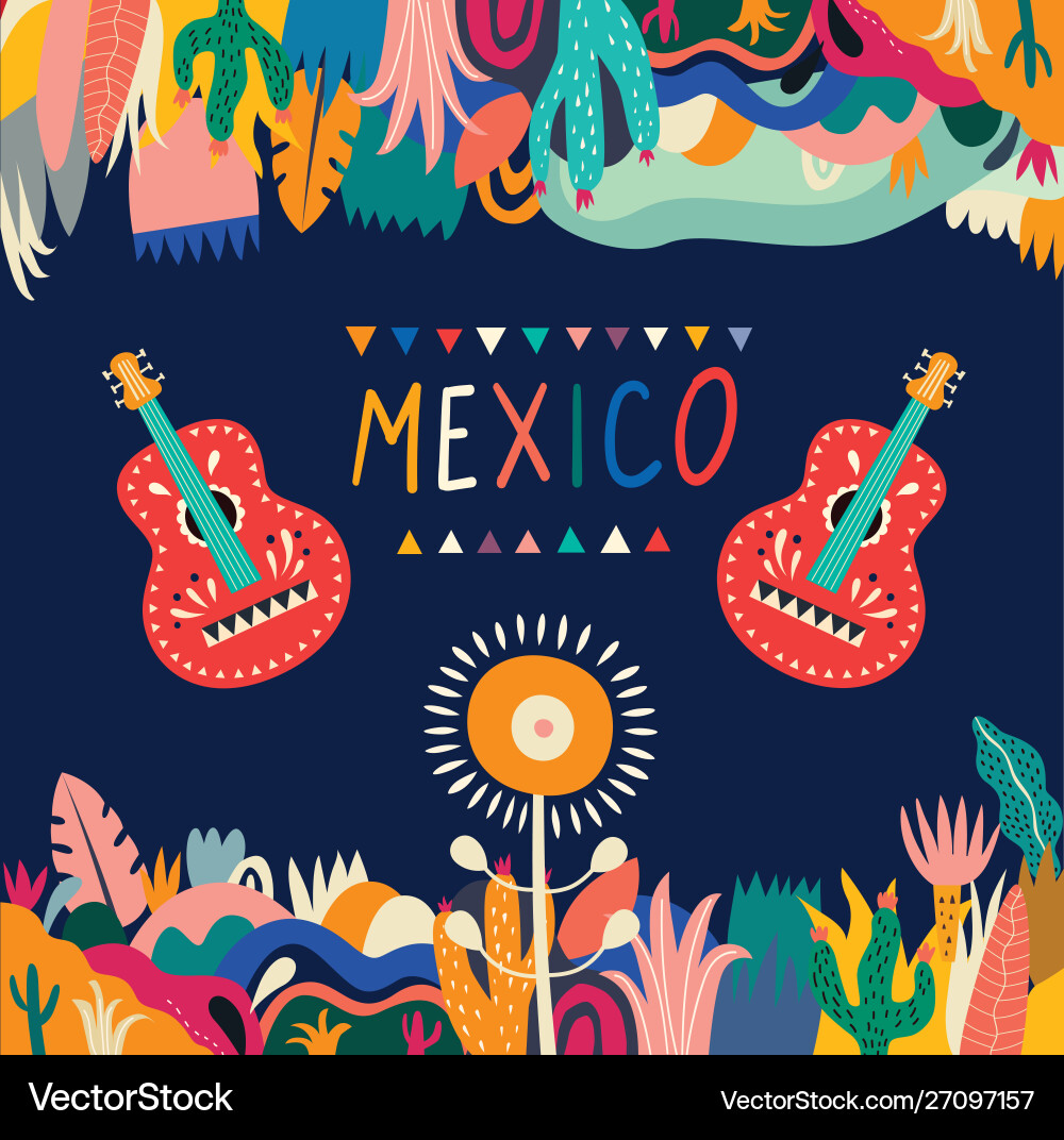 Mexican guitars Royalty Free Vector Image - VectorStock