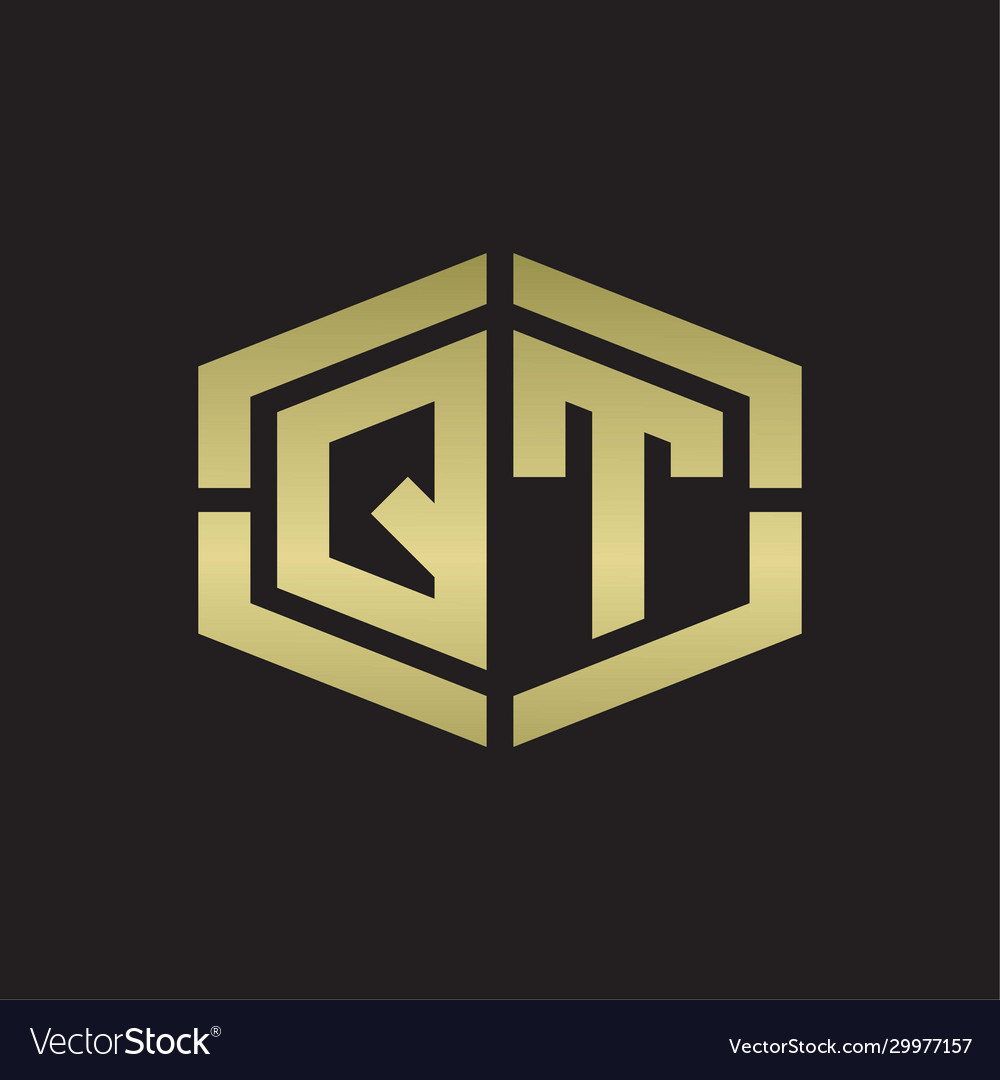 Qt logo monogram with hexagon shape and piece Vector Image Qt logo monogram with hexagon shape and piece Vector Image