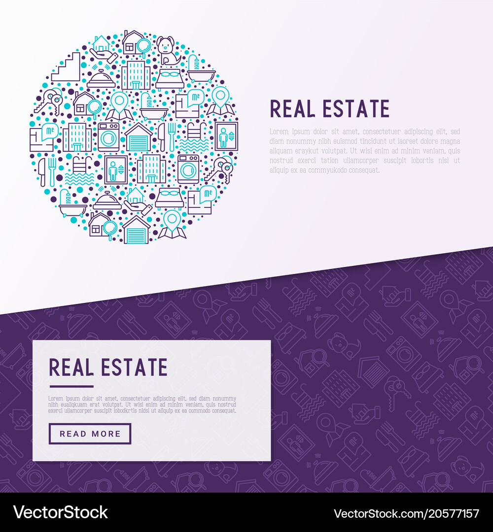 Real estate concept in circle Royalty Free Vector Image