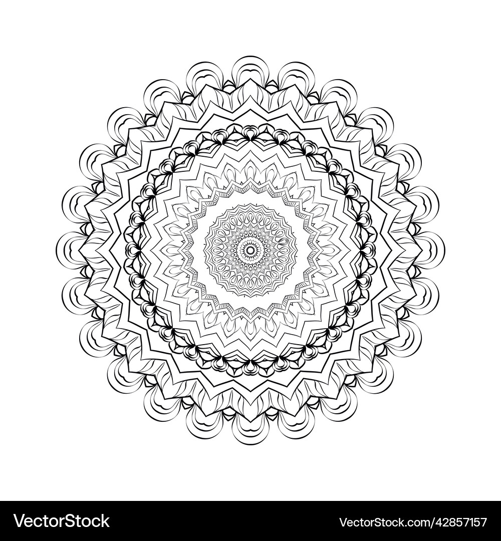 Round mandala for design coloring book page Vector Image