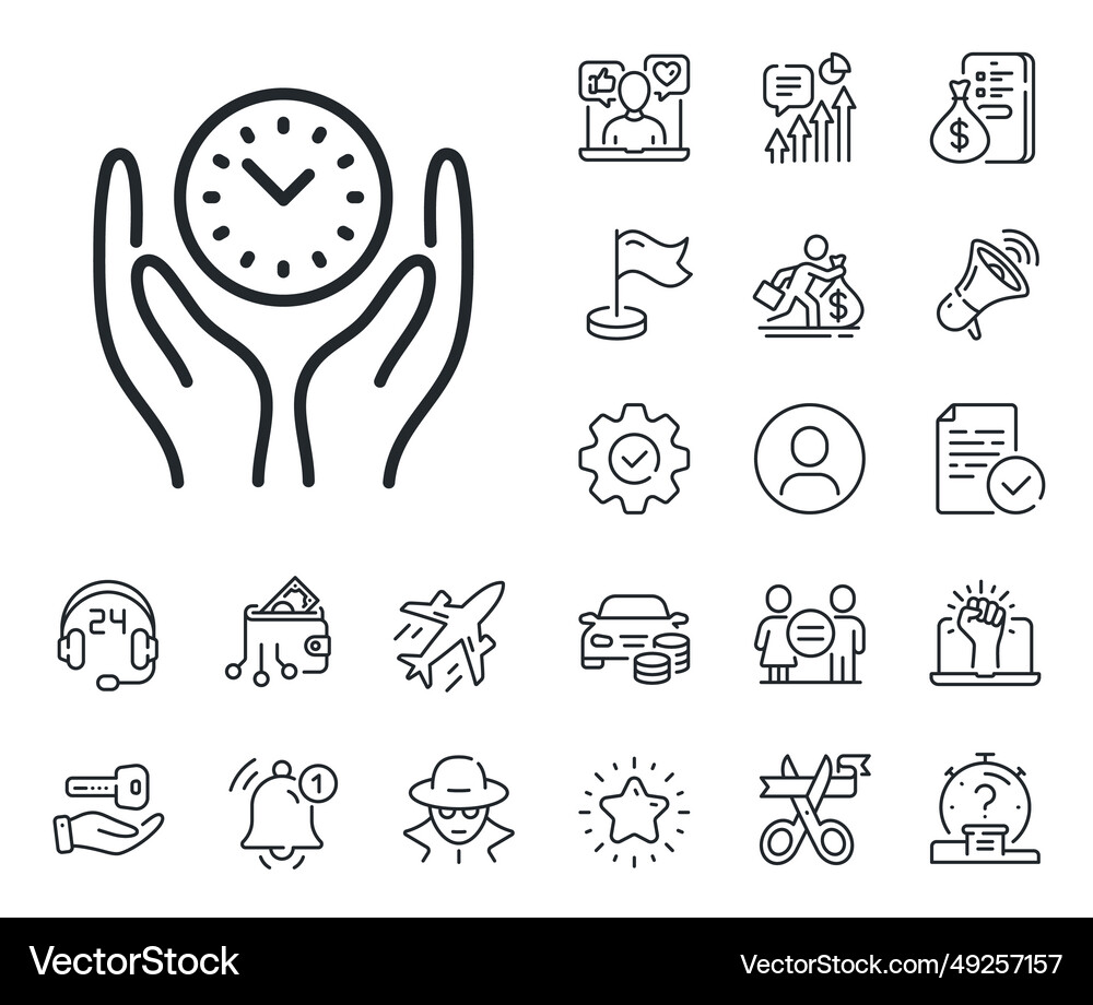 Safe time line icon clock sign office management Vector Image