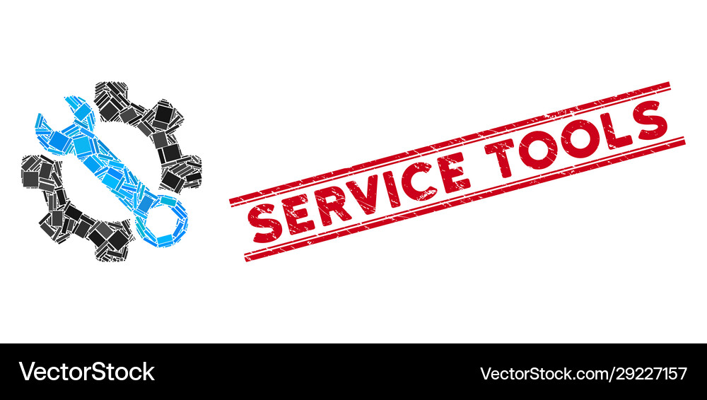 Service tools mosaic and grunge seal Royalty Free Vector