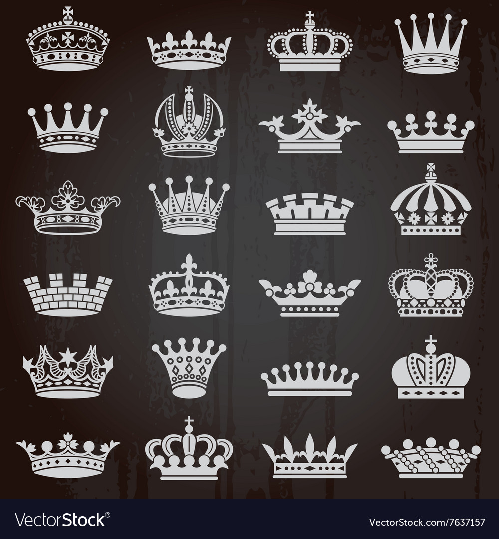 Set crowns Royalty Free Vector Image - VectorStock