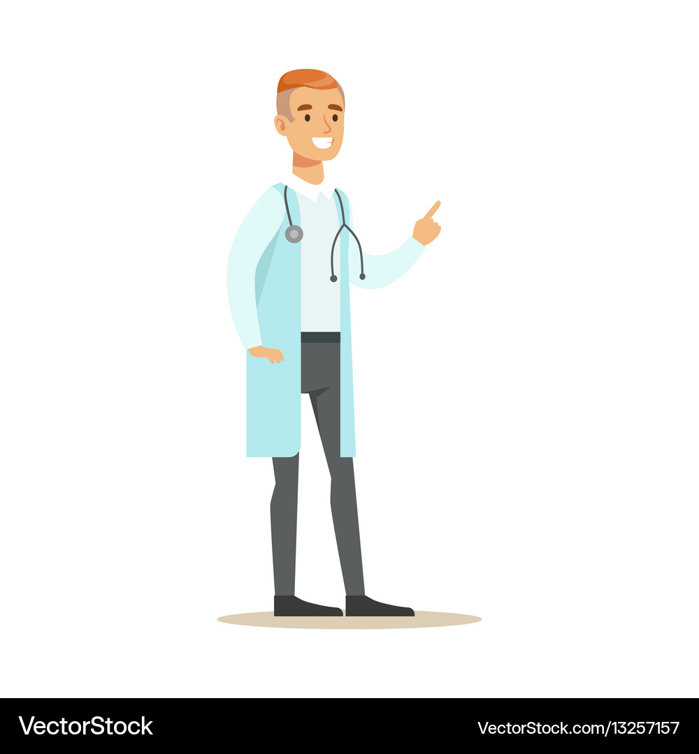 Smiling Doctor in Scrubs Royalty Free Vector Image