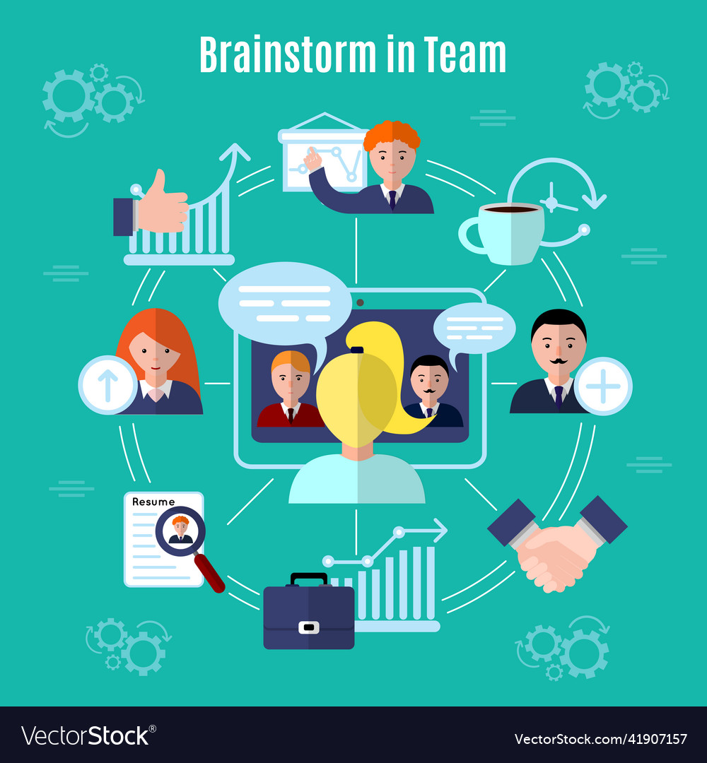 Teamwork flat concept Royalty Free Vector Image
