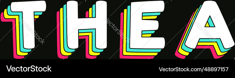 Thea - retro rainbow typography faded style Vector Image