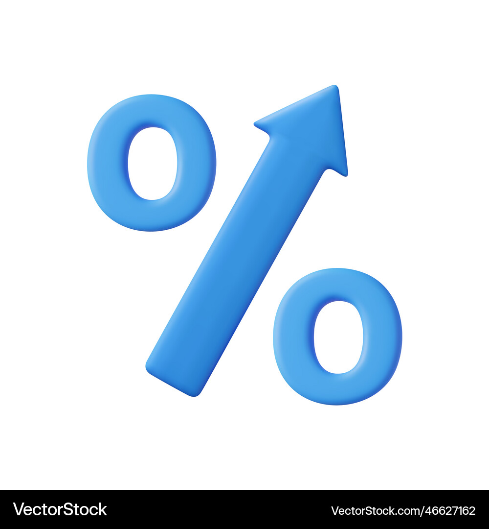 3d percent rise arrow icon Royalty Free Vector Image