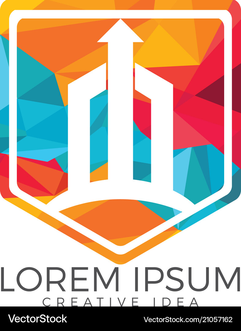 Arrow building shiled shape company logo Vector Image