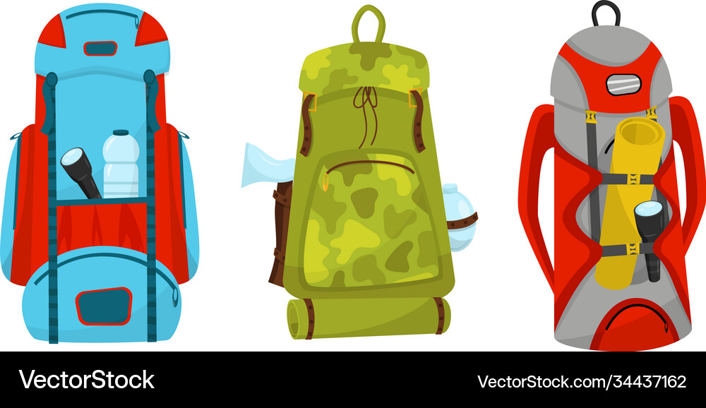 Camping or hiking backpack with equipment and gear