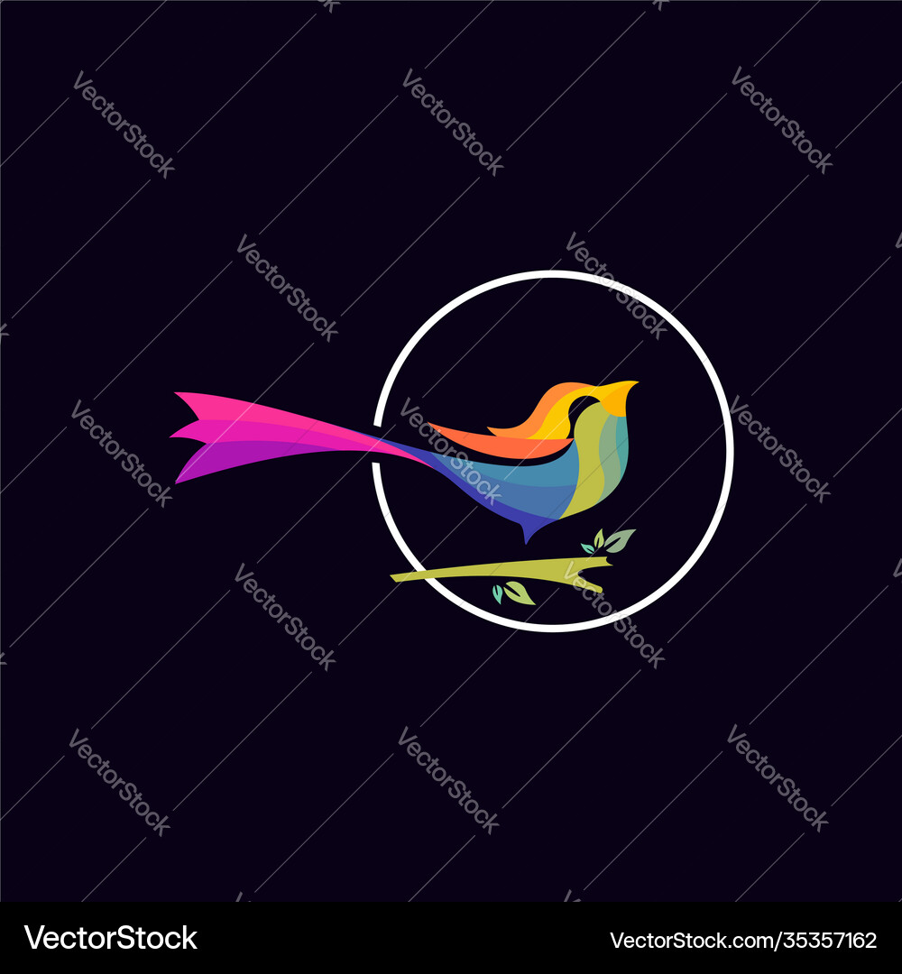 Cartoon bird long tail with full color Royalty Free Vector
