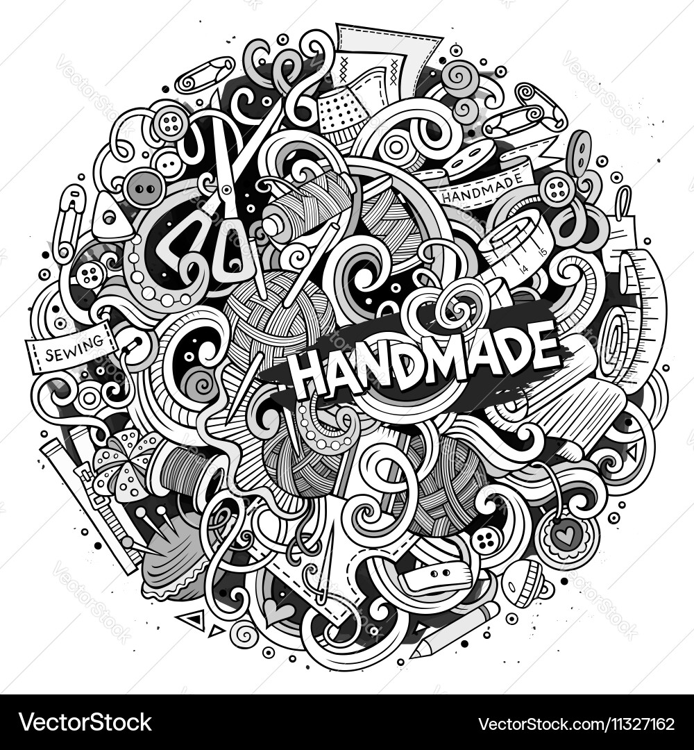 Cartoon cute doodles hand drawn handmade Vector Image