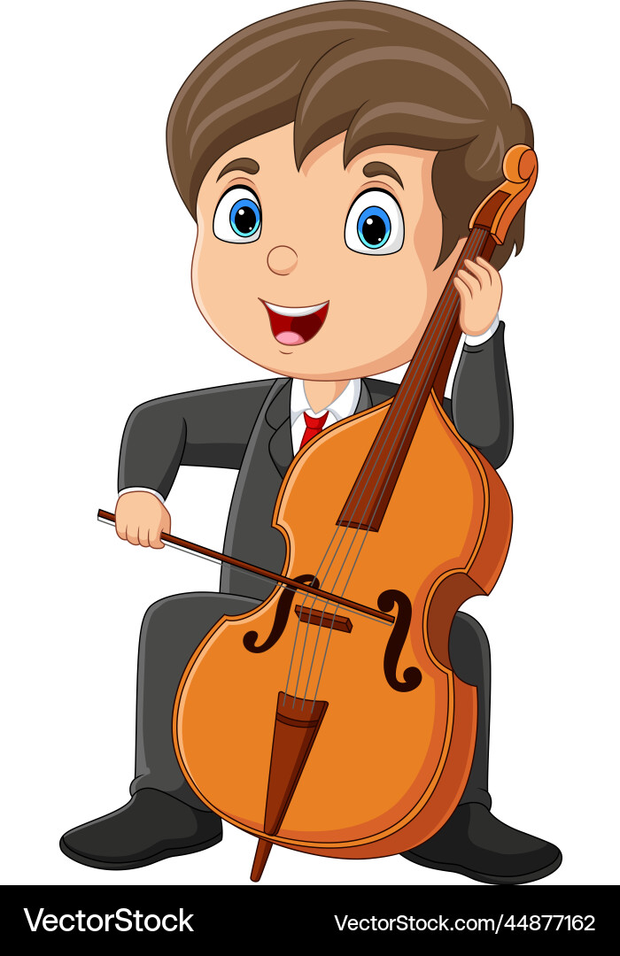 Cartoon little boy playing a cello Royalty Free Vector Image