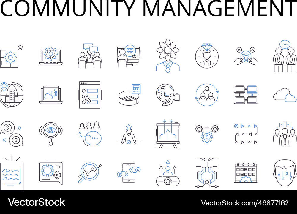Community management line icons collection Vector Image