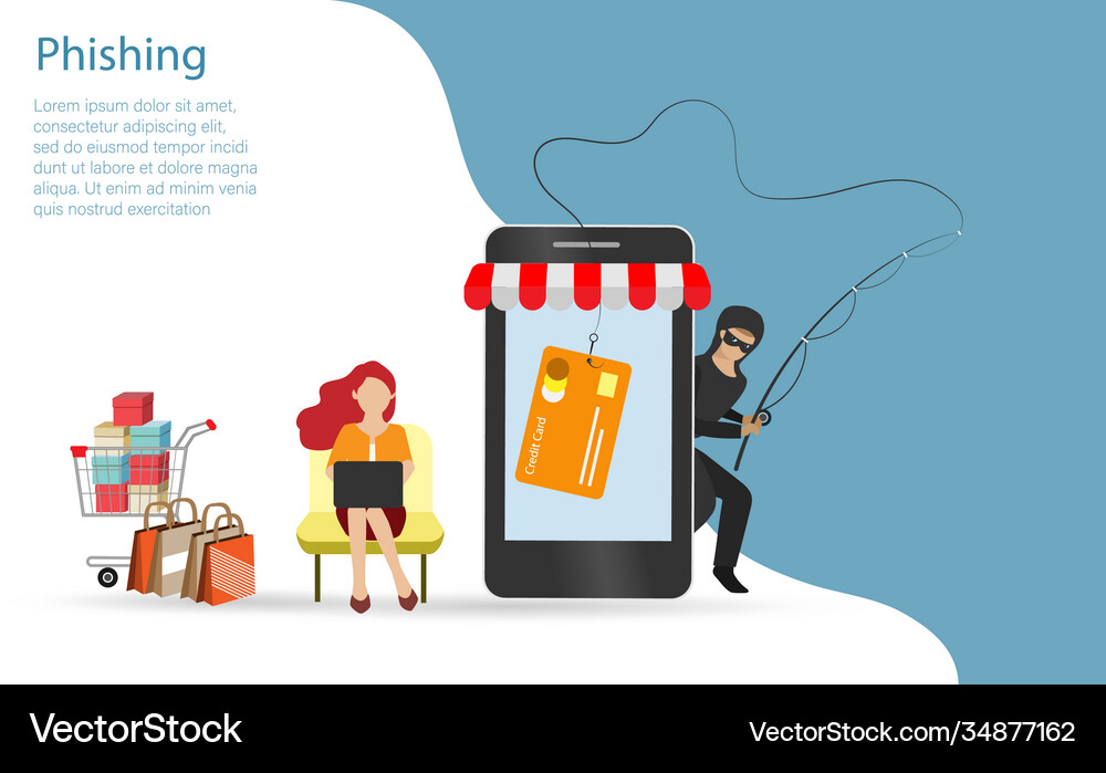 Hacker phishing credit card financial information Vector Image