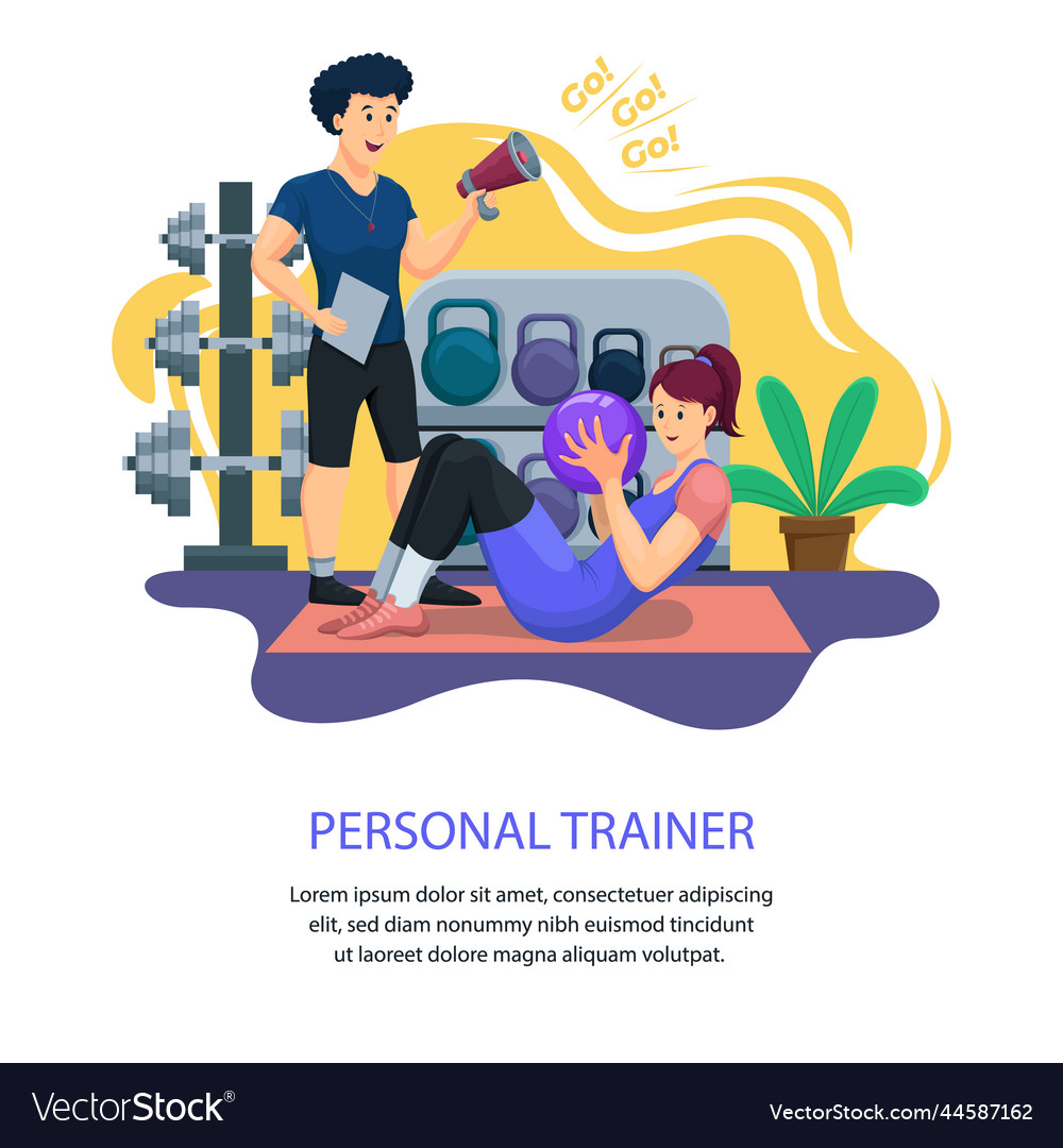 Hand drawn personal trainer posts Royalty Free Vector Image