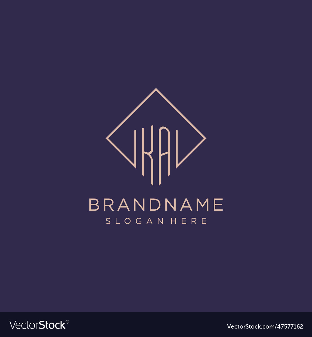 Initials ka logo monogram with rectangle style Vector Image